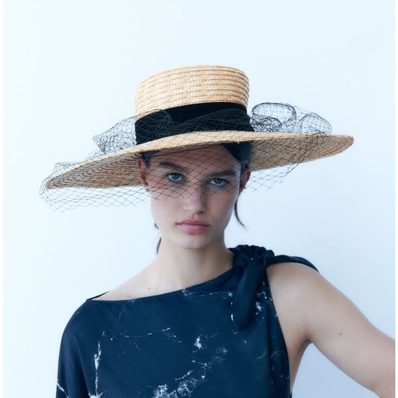 Zara | Accessories | Zara S Mesh And Ribbon Raffia Hat | Poshmark